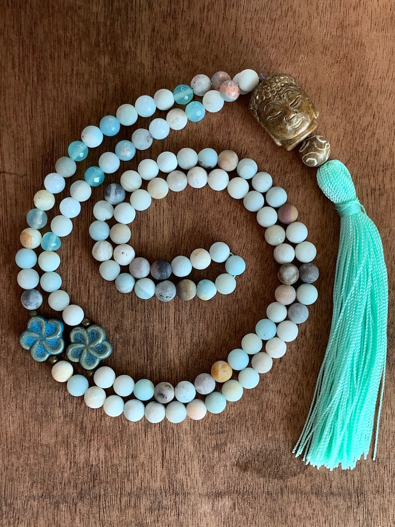 108 Mala Beads Mala Necklace Beaded Gemstone Necklace Long | Etsy