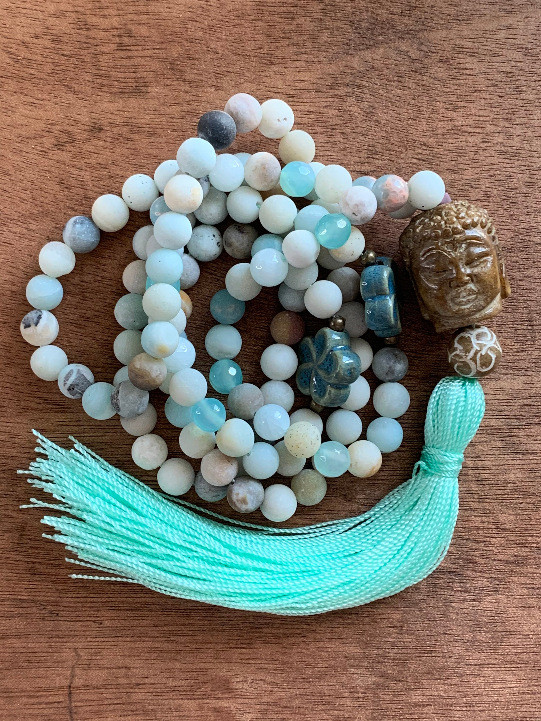 108 Mala Beads Mala Necklace Beaded Gemstone Necklace Long | Etsy