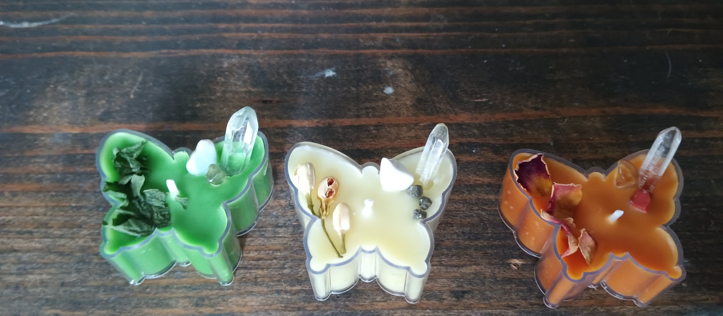 Butterfly Tealight With Crystals & Flowers Scented Candle | Intention ...
