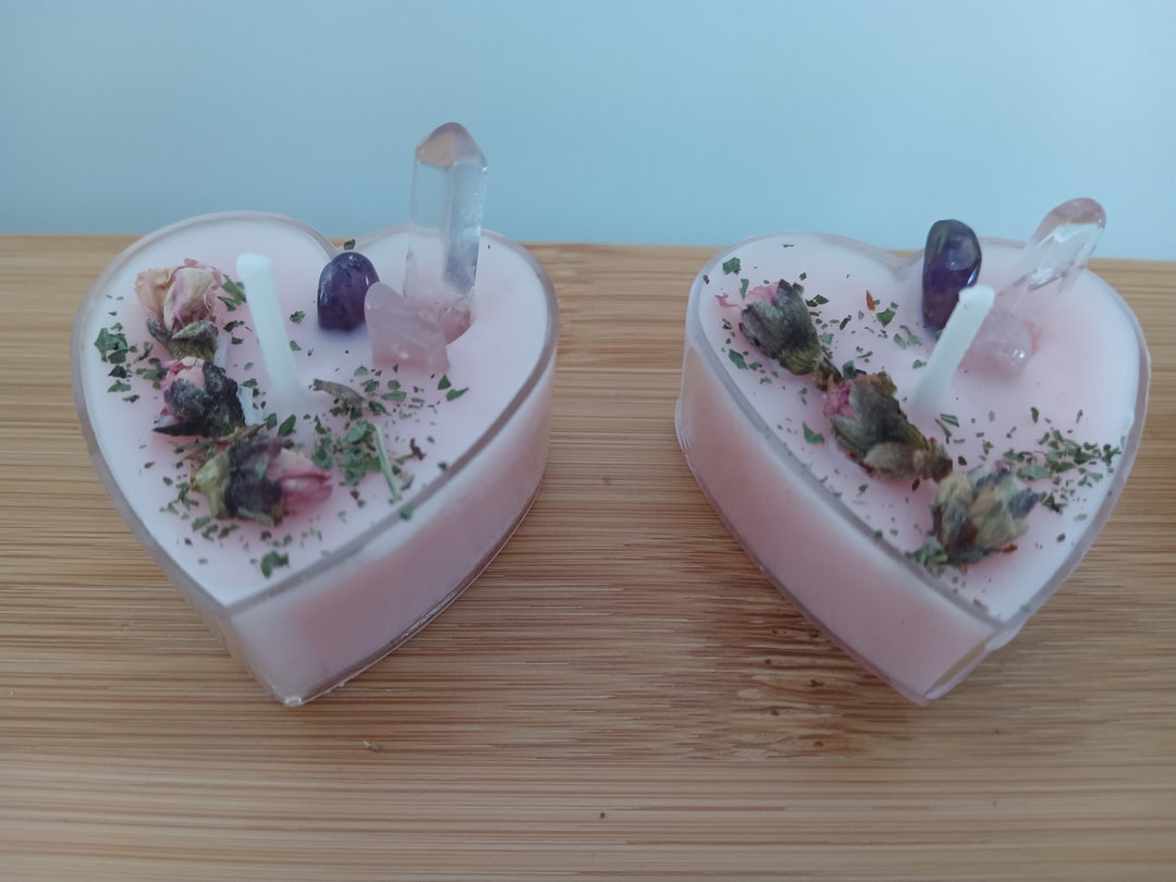 Sandalwood Tobacco Tea Light W/ Crystals - Etsy