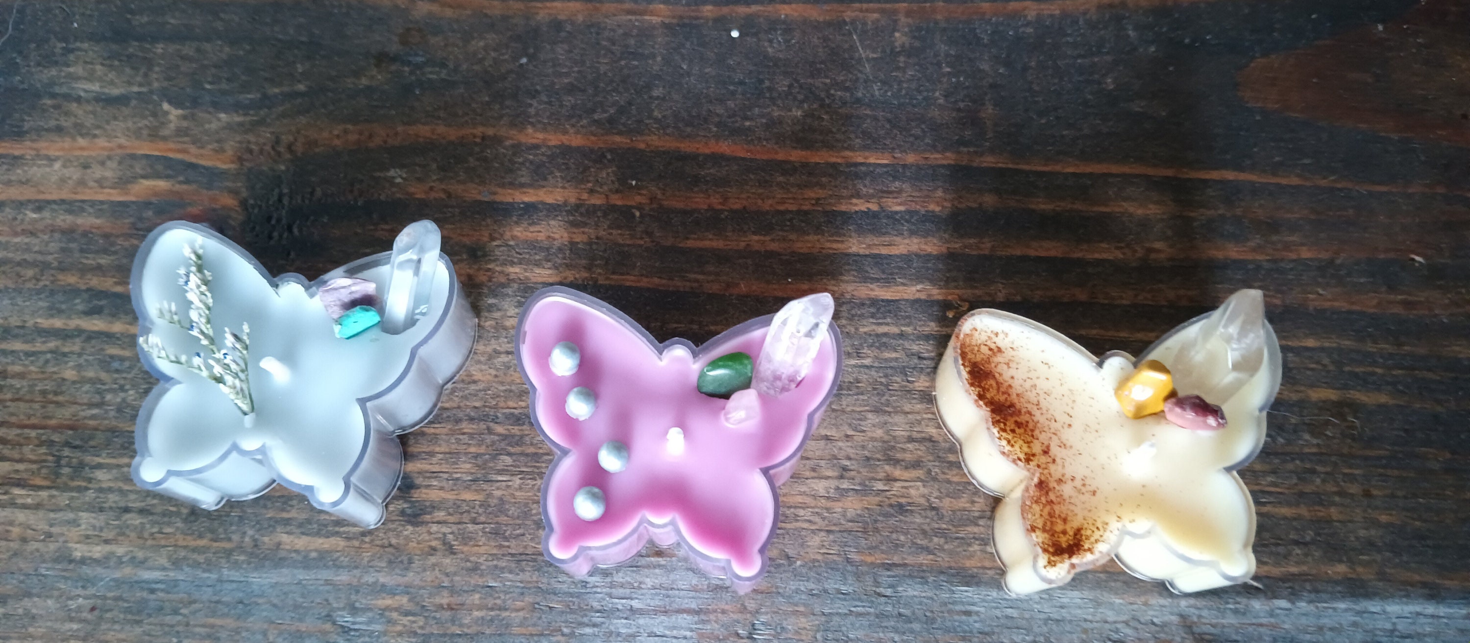 Butterfly Tealight With Crystals & Flowers Scented Candle Intention ...