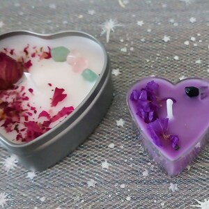 Heart Shaped Scented Candle With Crystals & Flowers 2oz Metal Tin ...