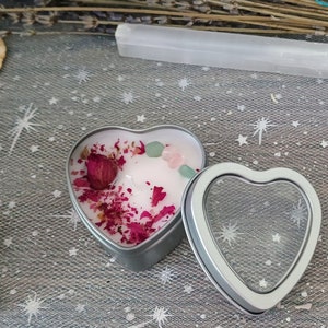 Heart Shaped Scented Candle With Crystals & Flowers 2oz Metal Tin ...