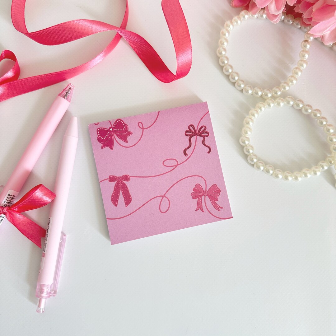 Memopad With Bows Girly Girl Note Pad Soft Girl Aesthetic Coquette ...