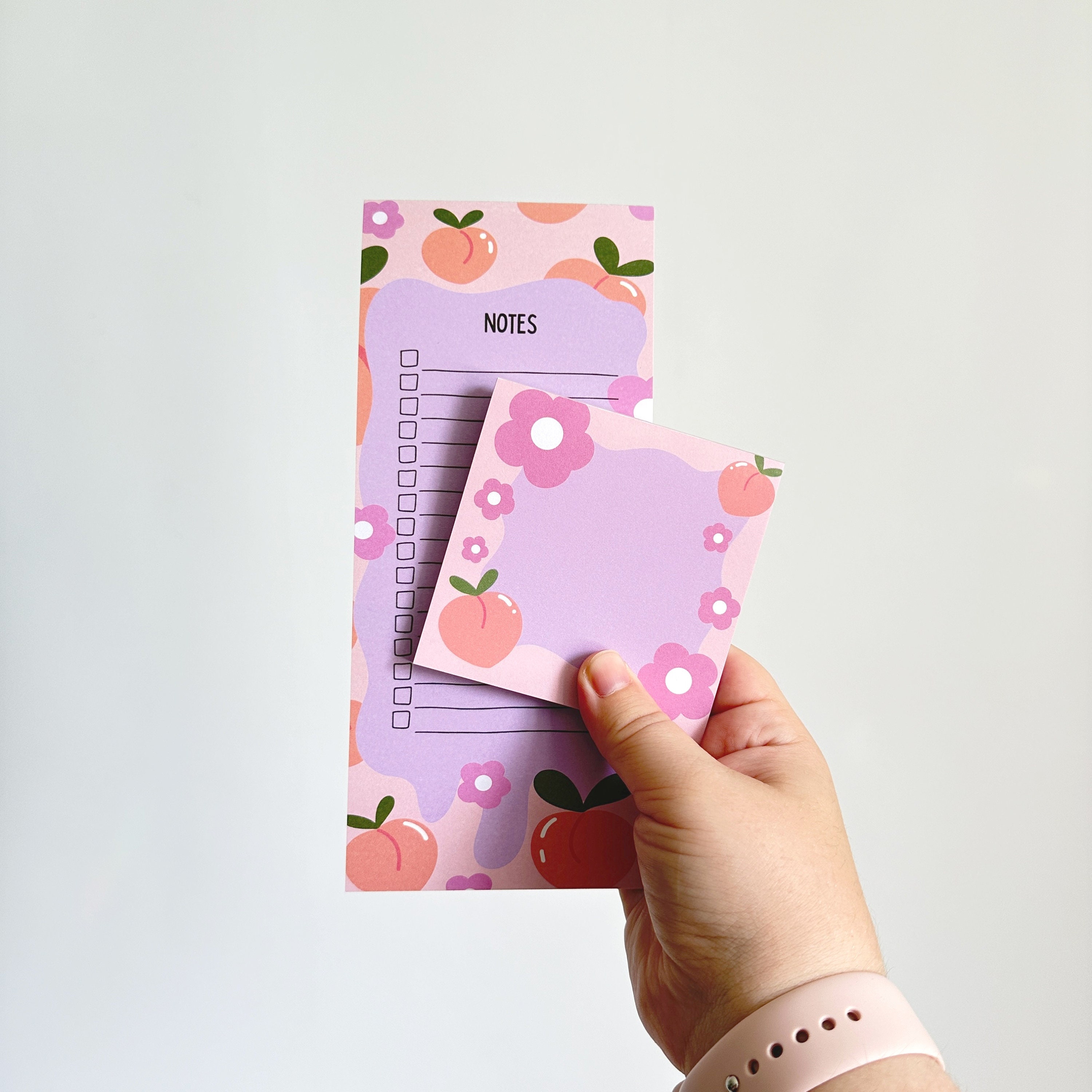 Peach Note Pad + Memo Pad Cute Sweet Fruit Memo Pad Peaches With Daisy ...