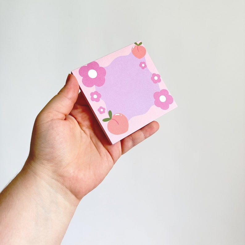 Peach Note Pad + Memo Pad Cute Sweet Fruit Memo Pad Peaches With Daisy ...