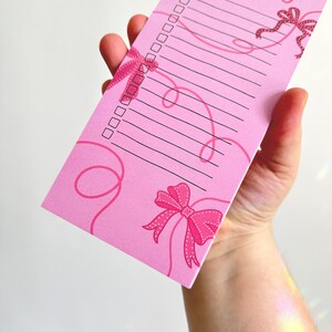 Long Notepad With Pink Bows Girly Memo Pad Girly Girl List Pad Soft ...