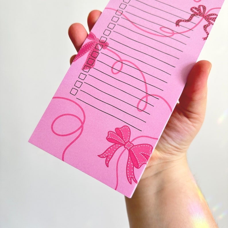 Long Notepad With Pink Bows Girly Memo Pad Girly Girl List Pad Soft ...