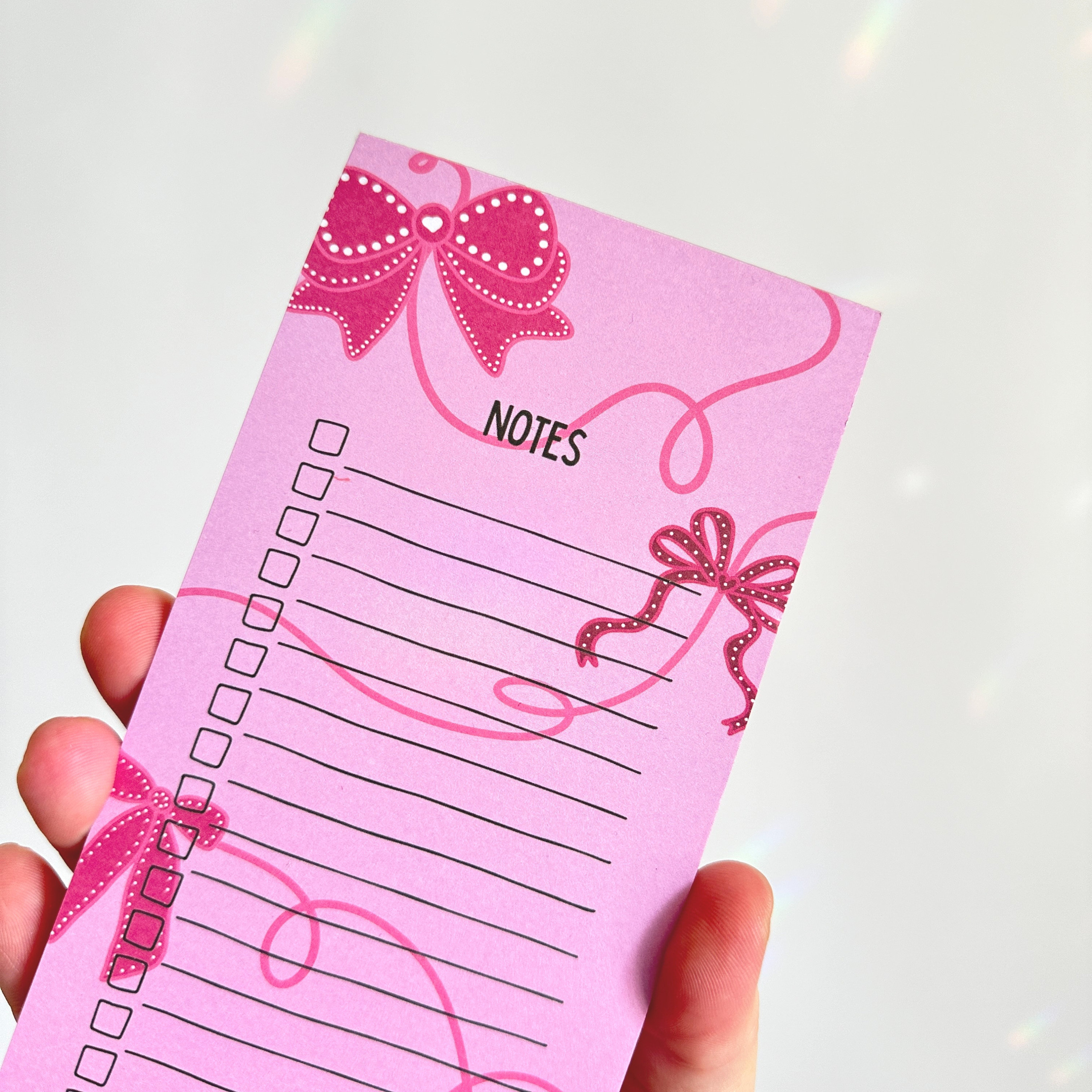 Long Notepad With Pink Bows Girly Memo Pad Girly Girl List Pad Soft ...