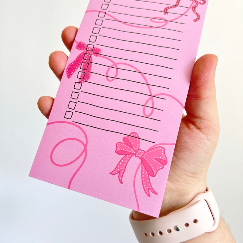 Pink Bows Grocery List Notepad Girly Shopping List Pad Cute Pink Food ...