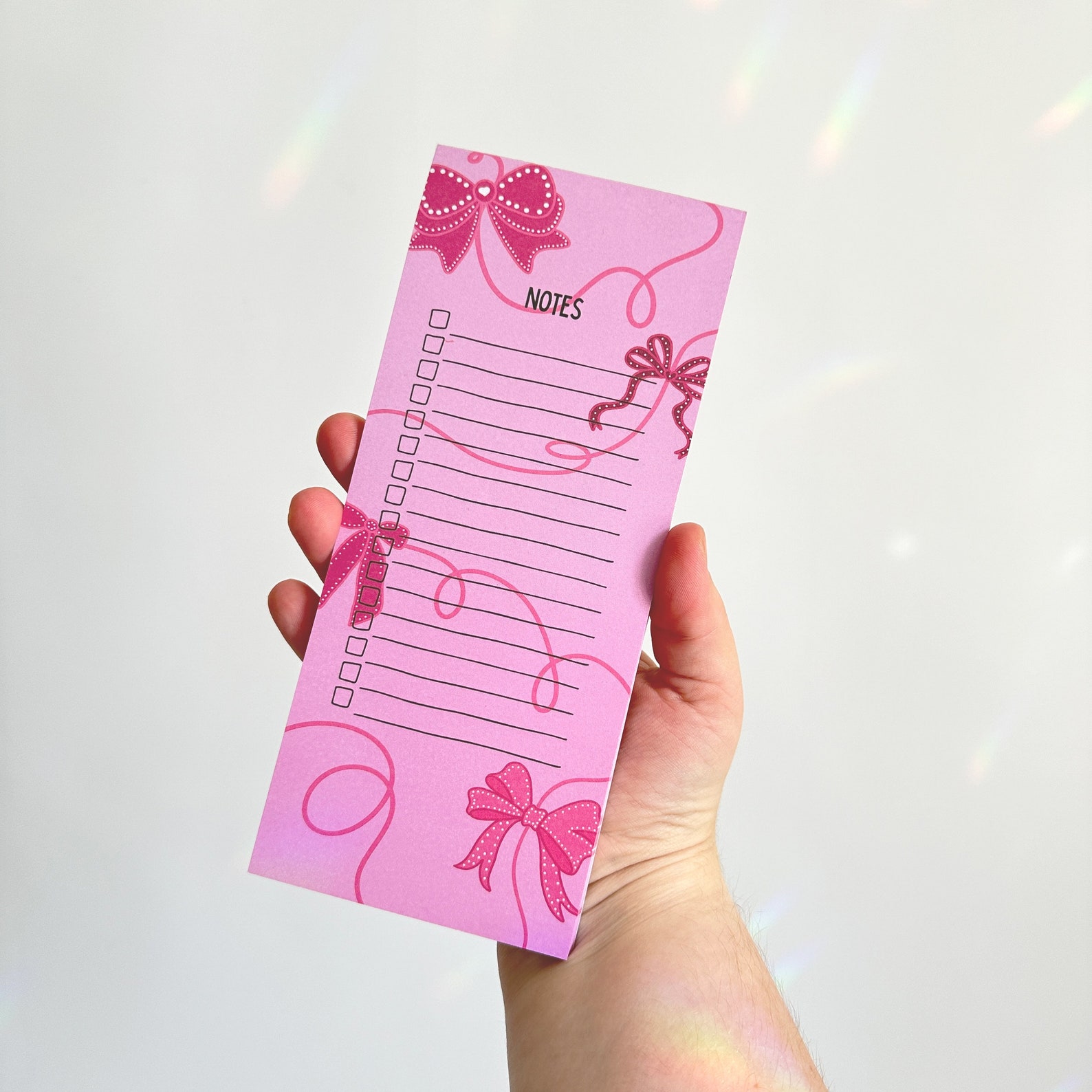 Long Notepad With Pink Bows Girly Memo Pad Girly Girl List Pad Soft ...