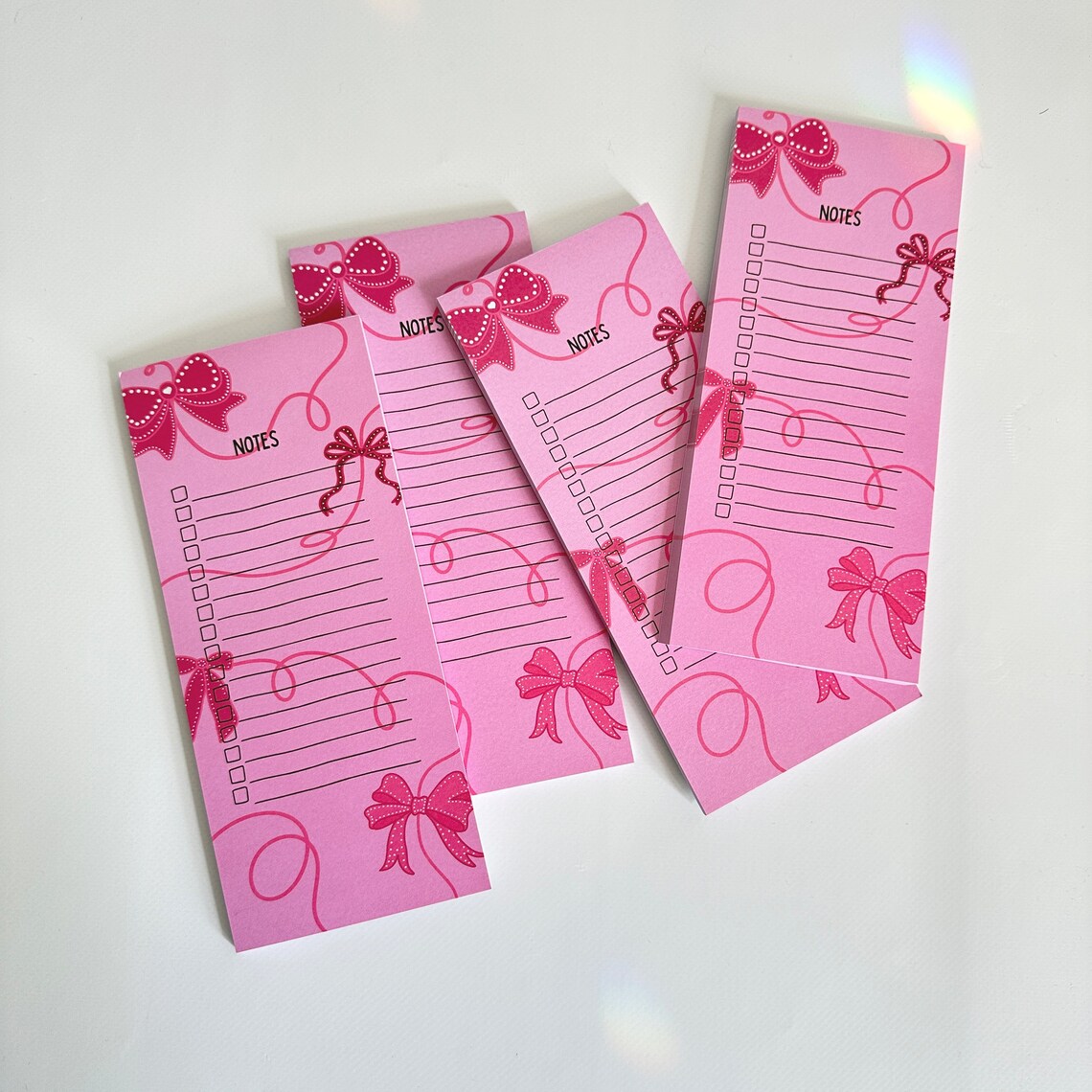 Long Notepad With Pink Bows Girly Memo Pad Girly Girl List Pad Soft ...
