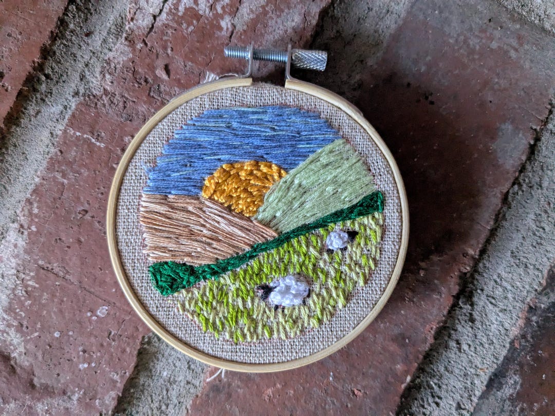 Sheep on a Farm Threadscape - Embroidery Hoop Art - 3 Inch - Etsy