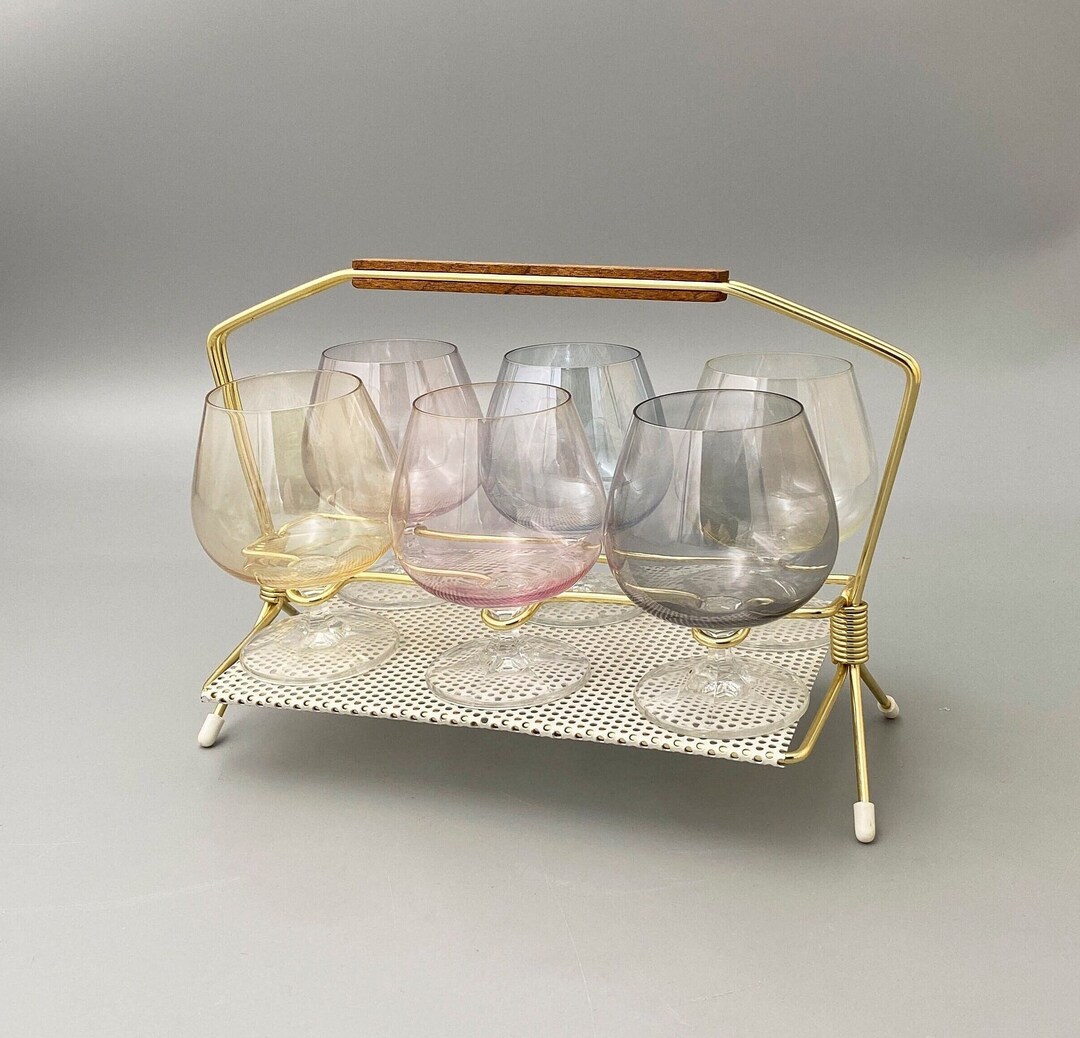 French Cognac Snifters From the 1950s. Hand-blown Pastel Colored ...