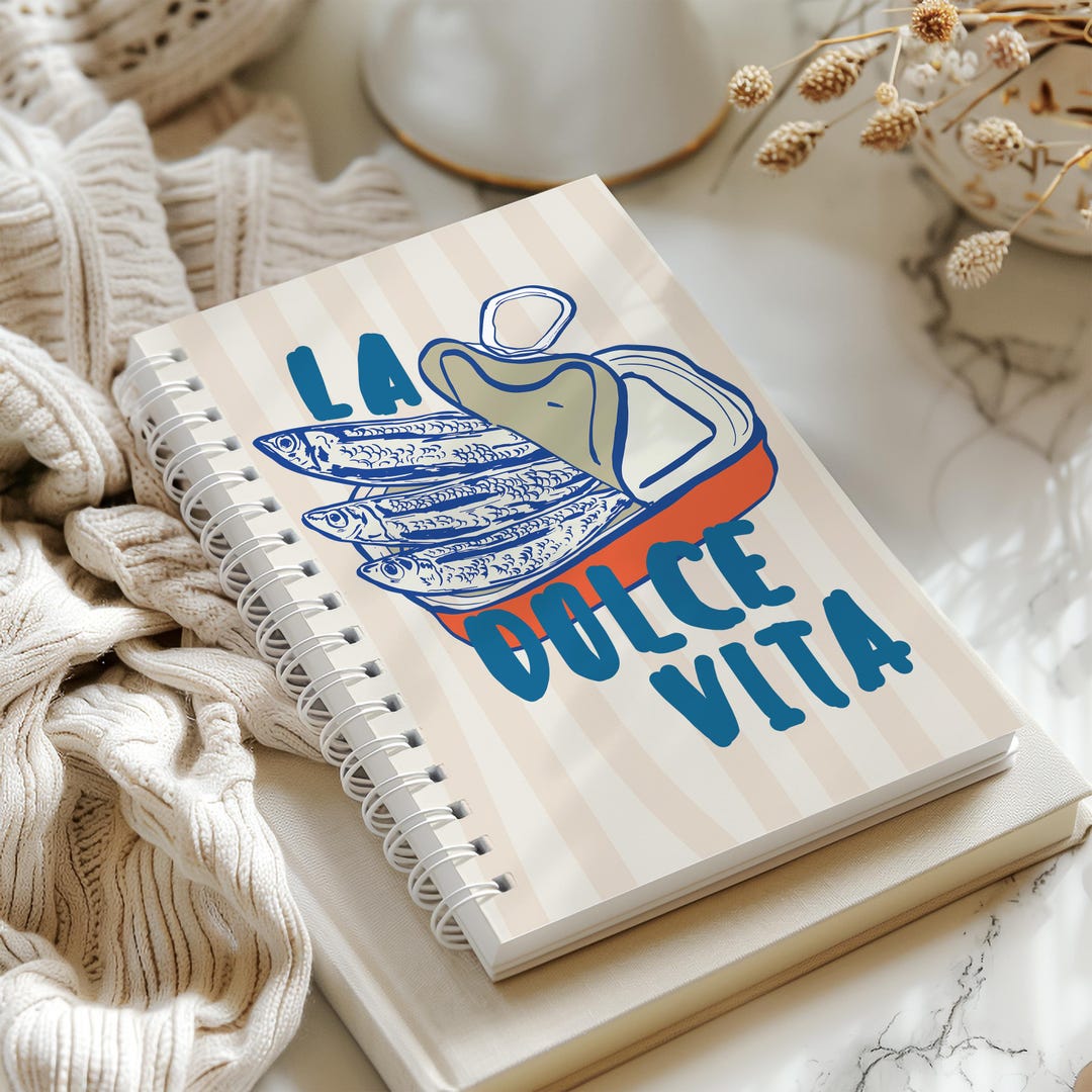 Retro Italian Spiral Notebook, Amalfi Coast Ruled Line Journal, La ...