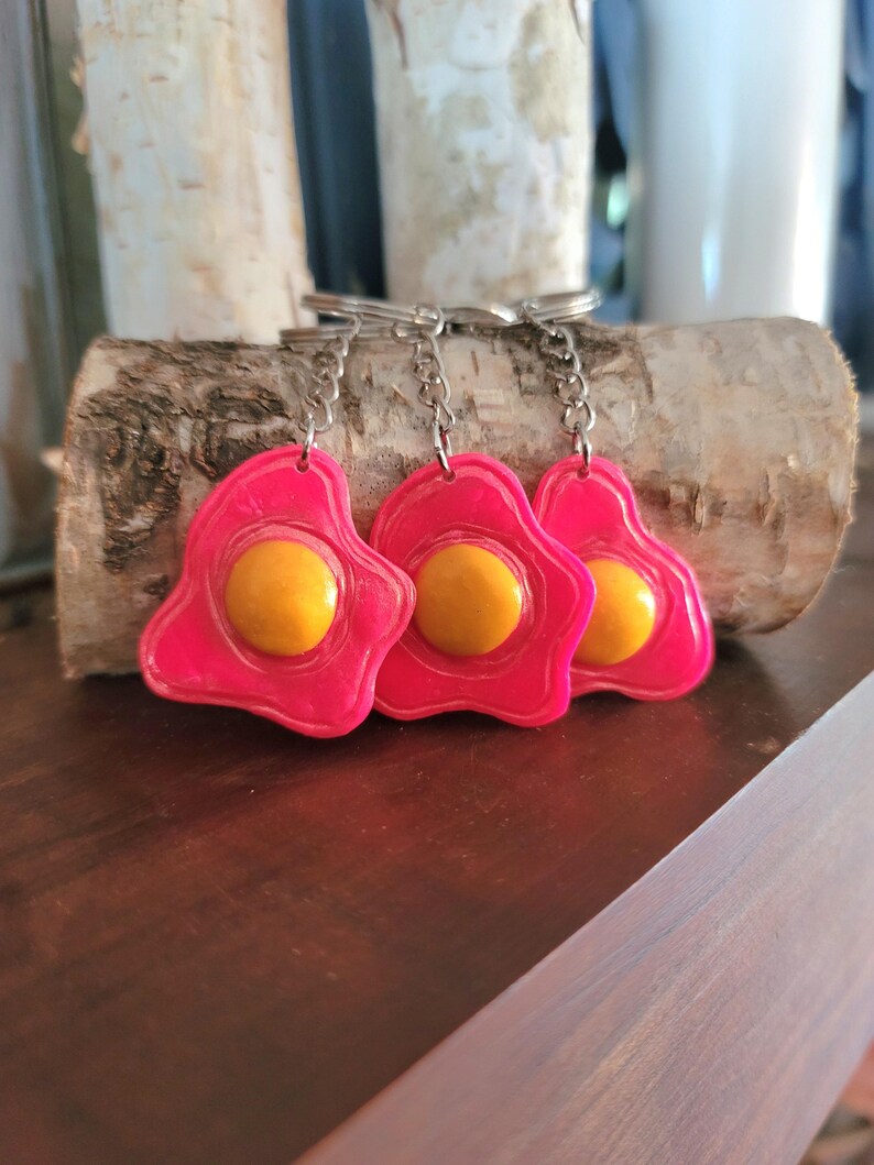 Handmade Pink Egg Keychain: Kawaii Polymer Clay Bag Charm - Etsy