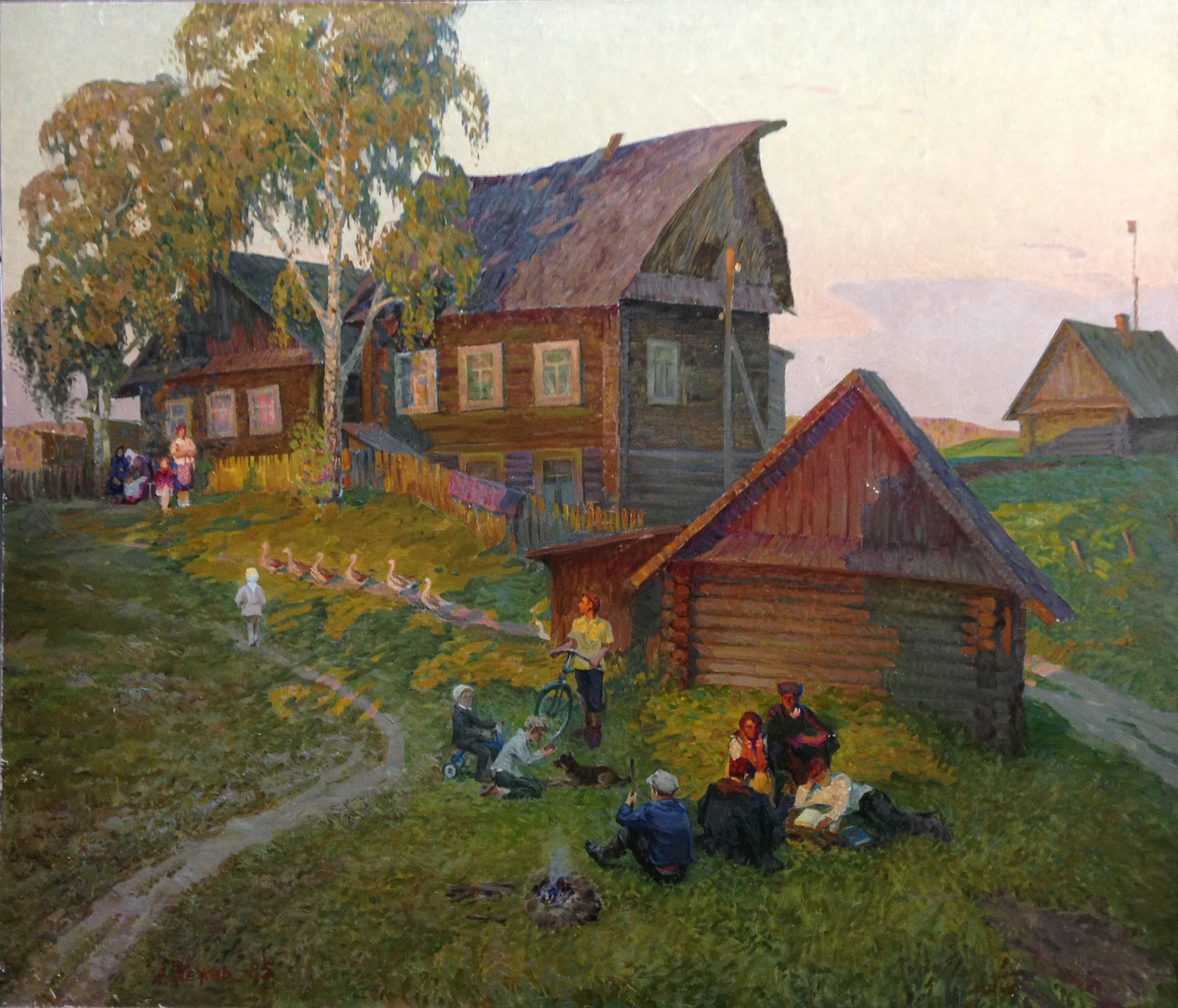 Soviet Painting Landscape "seryozha, Go Home .." 1985, Honored Artist ...