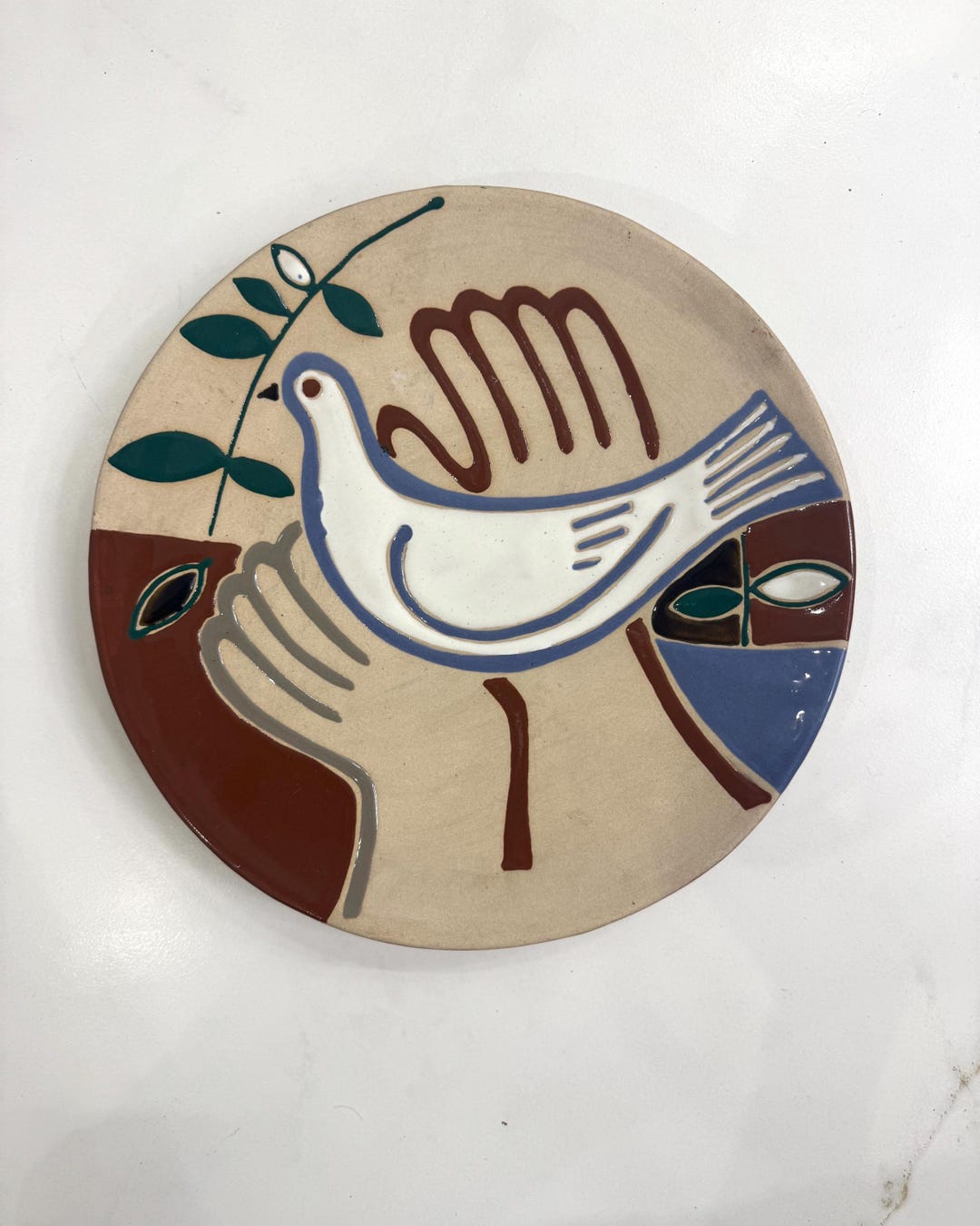Vintage LKSF Plate "dove of Peace" (34 Cm). Soviet Ukrainian Ceramic ...