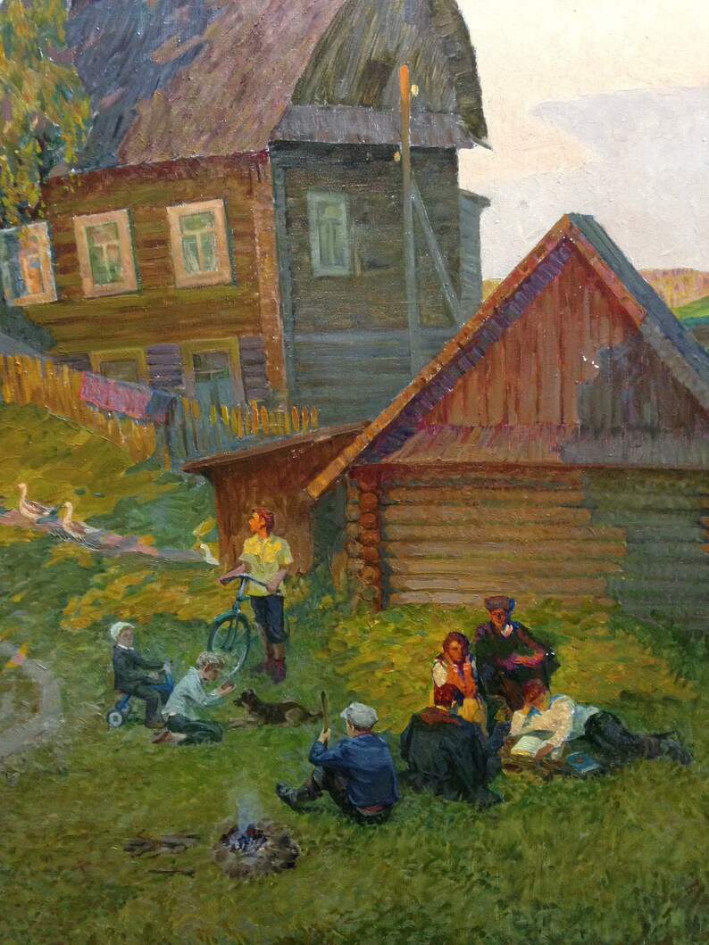 Soviet Painting Landscape "seryozha, Go Home .." 1985, Honored Artist ...