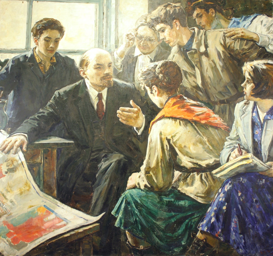 Pintura del realismo socialista de la URSS Lenin y la juventud 1960 ...