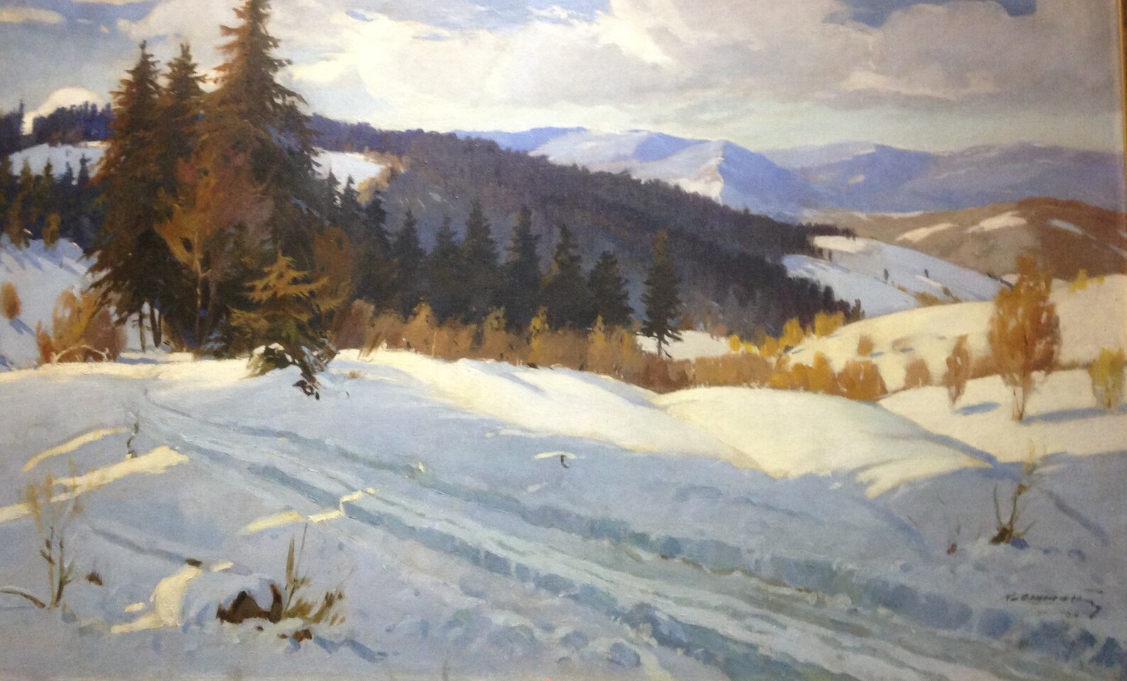 Painting of the Soviet Artist Landscape "winter in the Carpathians ...