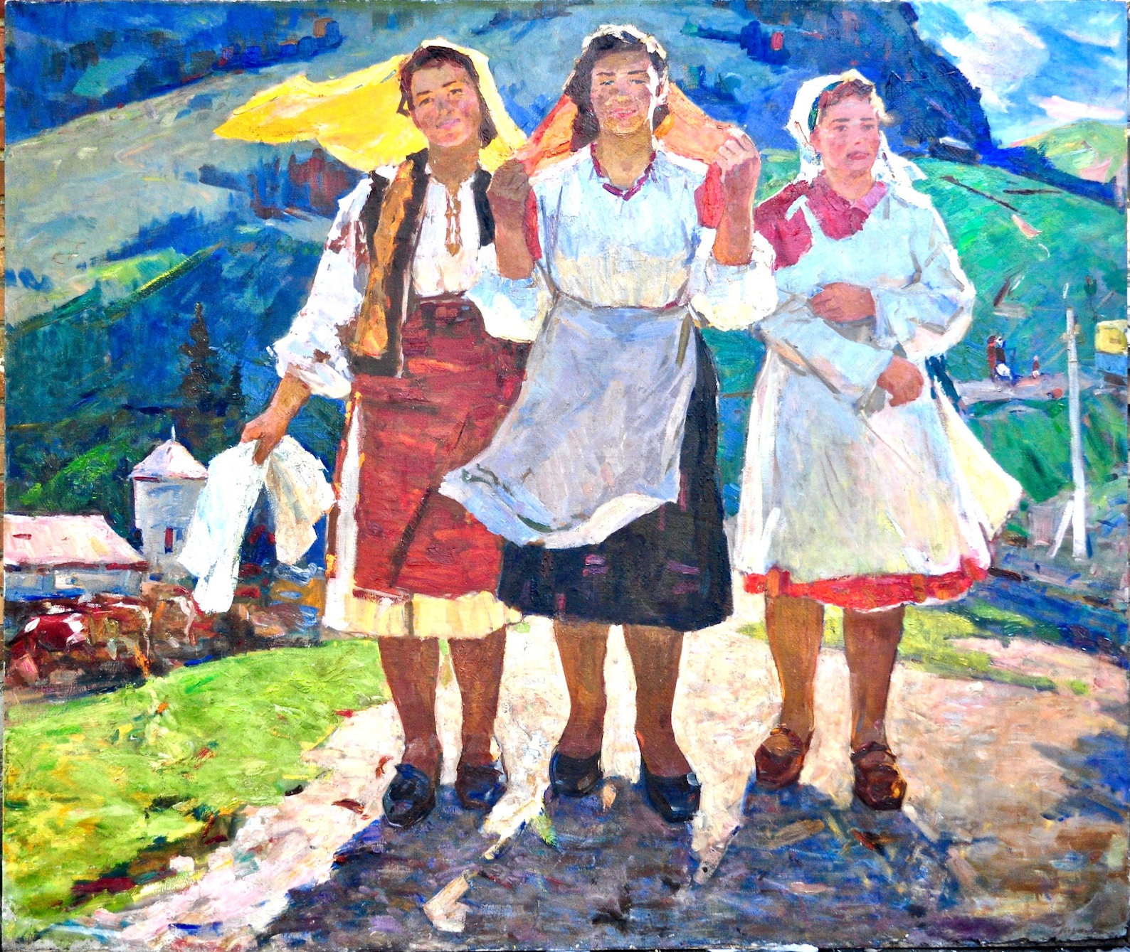 Painting Socialist Realism of the USSR bukovina Milkmaids 1963, Author ...