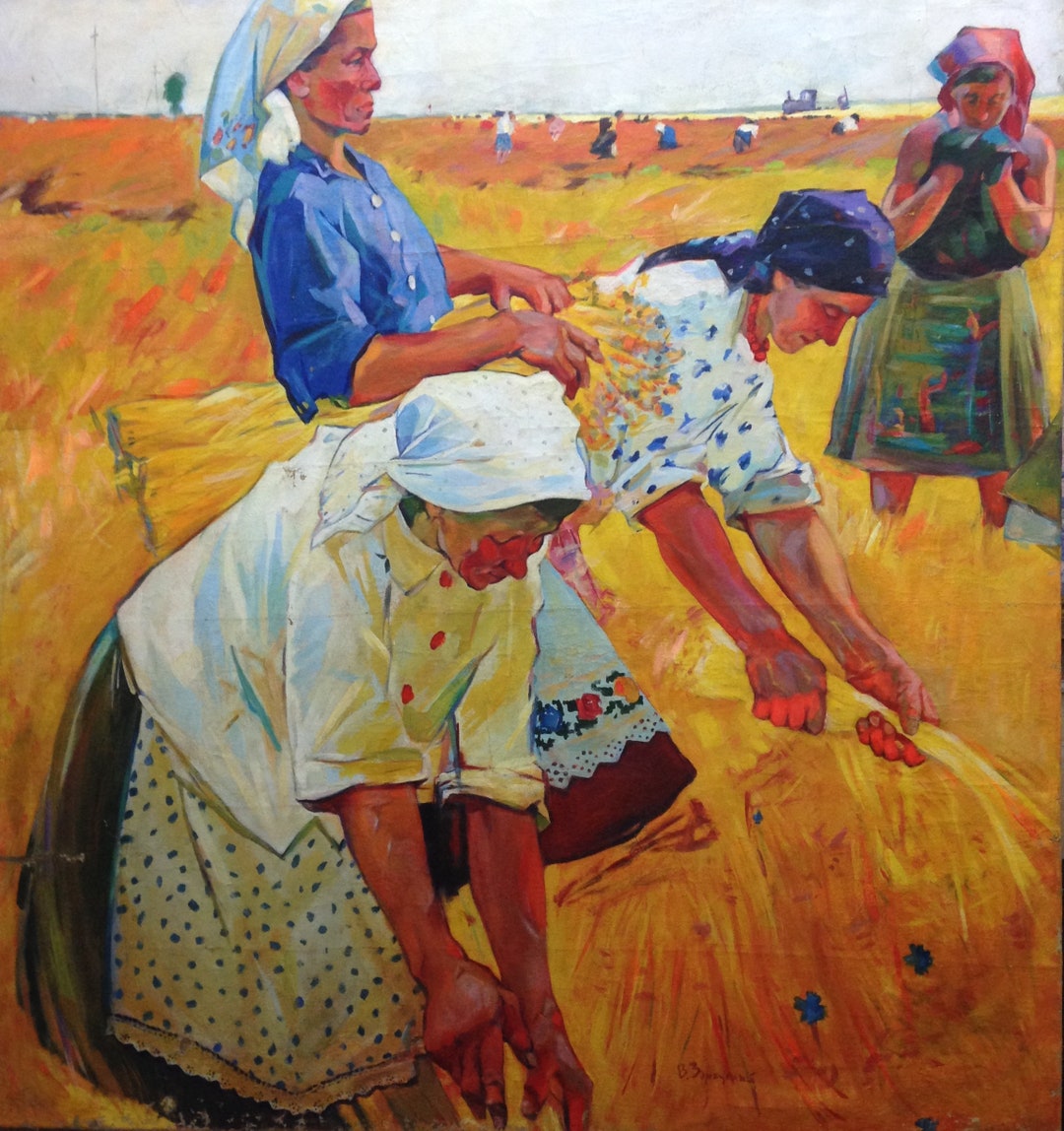 Soviet Exhibition Painting "choose Linen" 1960s, Artist of Ukraine ...