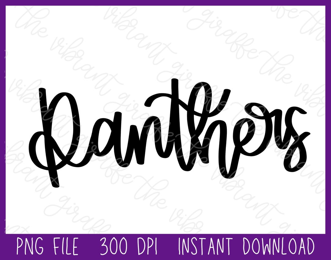 Panthers Mascot Hand Lettered Design PNG SVG, Football, Mascot SVG ...