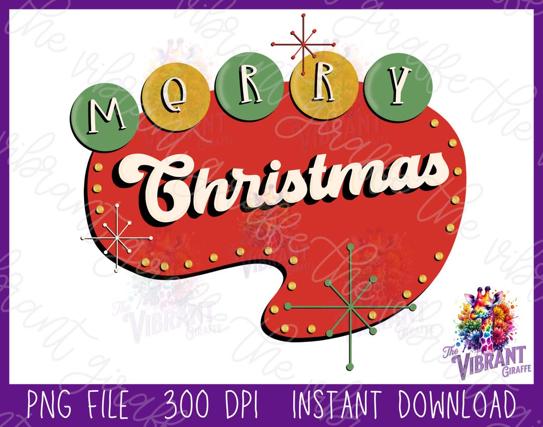 Retro Christmas Sign Png, Merry Christmas Digital File, Retro Christmas ...