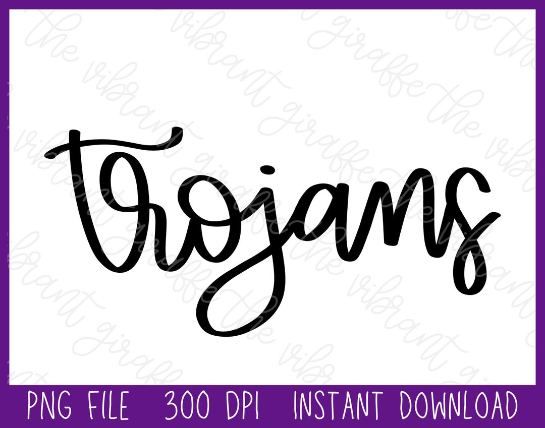 Trojans Mascot Hand Lettered Design PNG SVG, Football, Mascot SVG ...