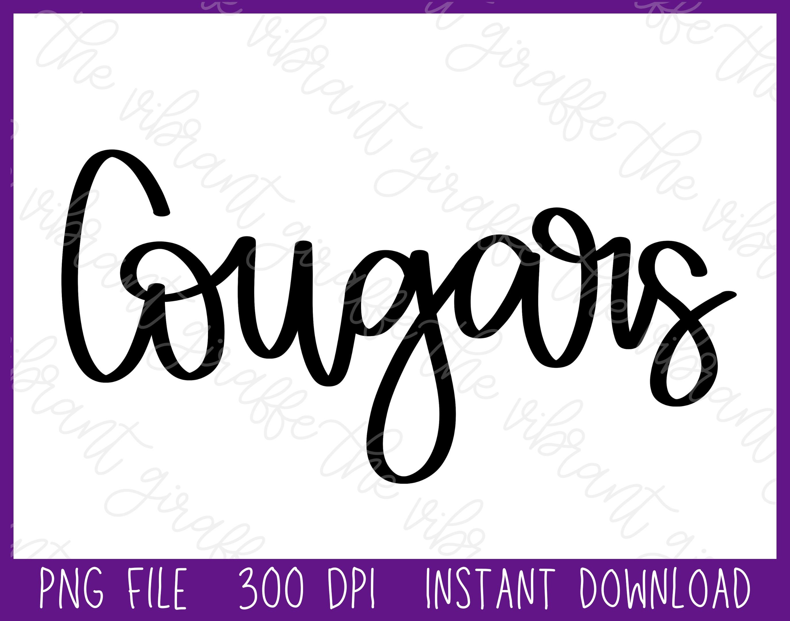 Cougars Mascot Hand Lettered Design PNG SVG, Football, Mascot SVG ...