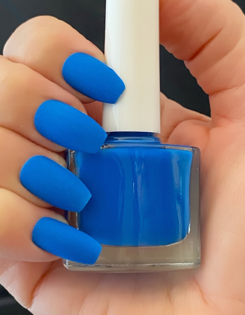 Blue Suede, Matte Neon Blue Nail Polish: Vegan, Cruelty-free - Etsy
