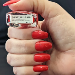 Cherry Apple Red: Red Nail Polish, Bright Red Polish, Summer Nail ...