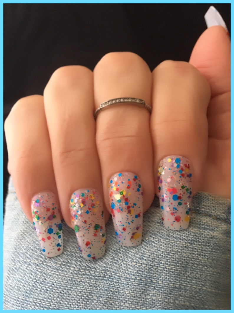 Blue Red Yellow Green Glitter Nail Polish Flackie Multi Color | Etsy