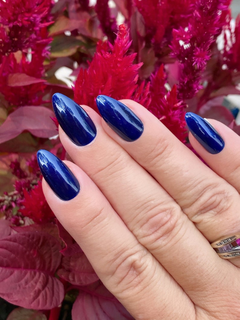 Sapphire Shimmering Blue Nail Polish Dark Blue Polish - Etsy