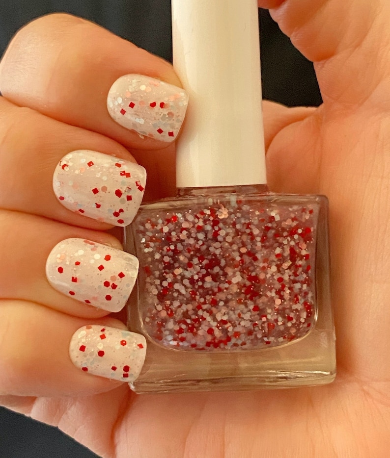 Red Glitter Nail Polish Speckle Red Holographic Polish: - Etsy