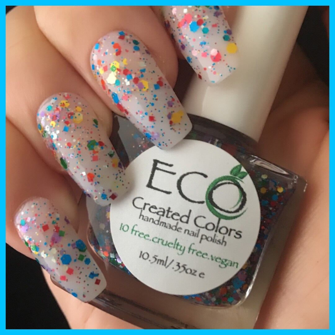 Blue Red Yellow Green Glitter Nail Polish, Flackie Multi Color Polish ...