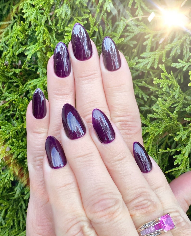 Dark Purple Nail Polish Black/burgundy Polish New : | Etsy