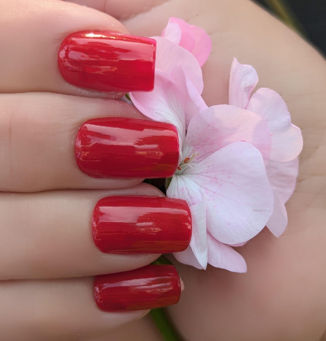 Cherry Apple Red: Red Nail Polish, Bright Red Polish, Summer Nail ...