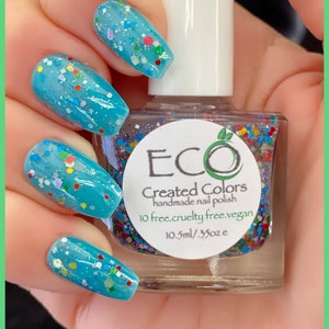 Blue Red Yellow Green Glitter Nail Polish, Flackie Multi Color Polish ...