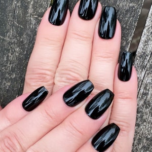 Total Eclipse - Black Nail Polish, Black Nails, Nail Art, Goth Nail ...