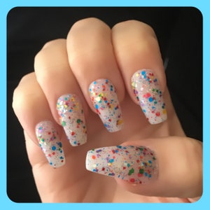 Blue Red Yellow Green Glitter Nail Polish Flackie Multi Color | Etsy