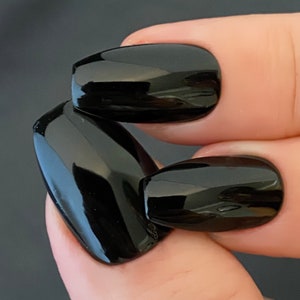 Total Eclipse - Black Nail Polish, Black Nails, Nail Art, Goth Nail ...
