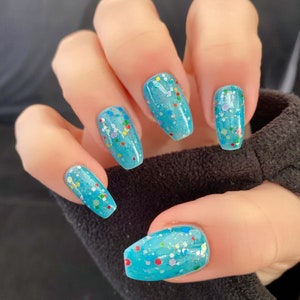 Blue Red Yellow Green Glitter Nail Polish, Flackie Multi Color Polish ...