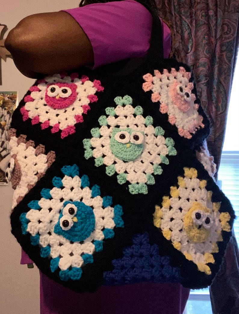 Crochet Owl Granny Square Tote - Etsy