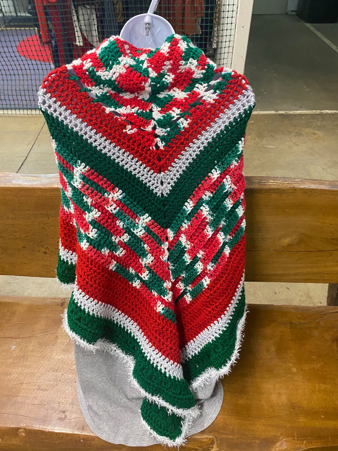 Holiday Crochet Shawl With Button - Etsy