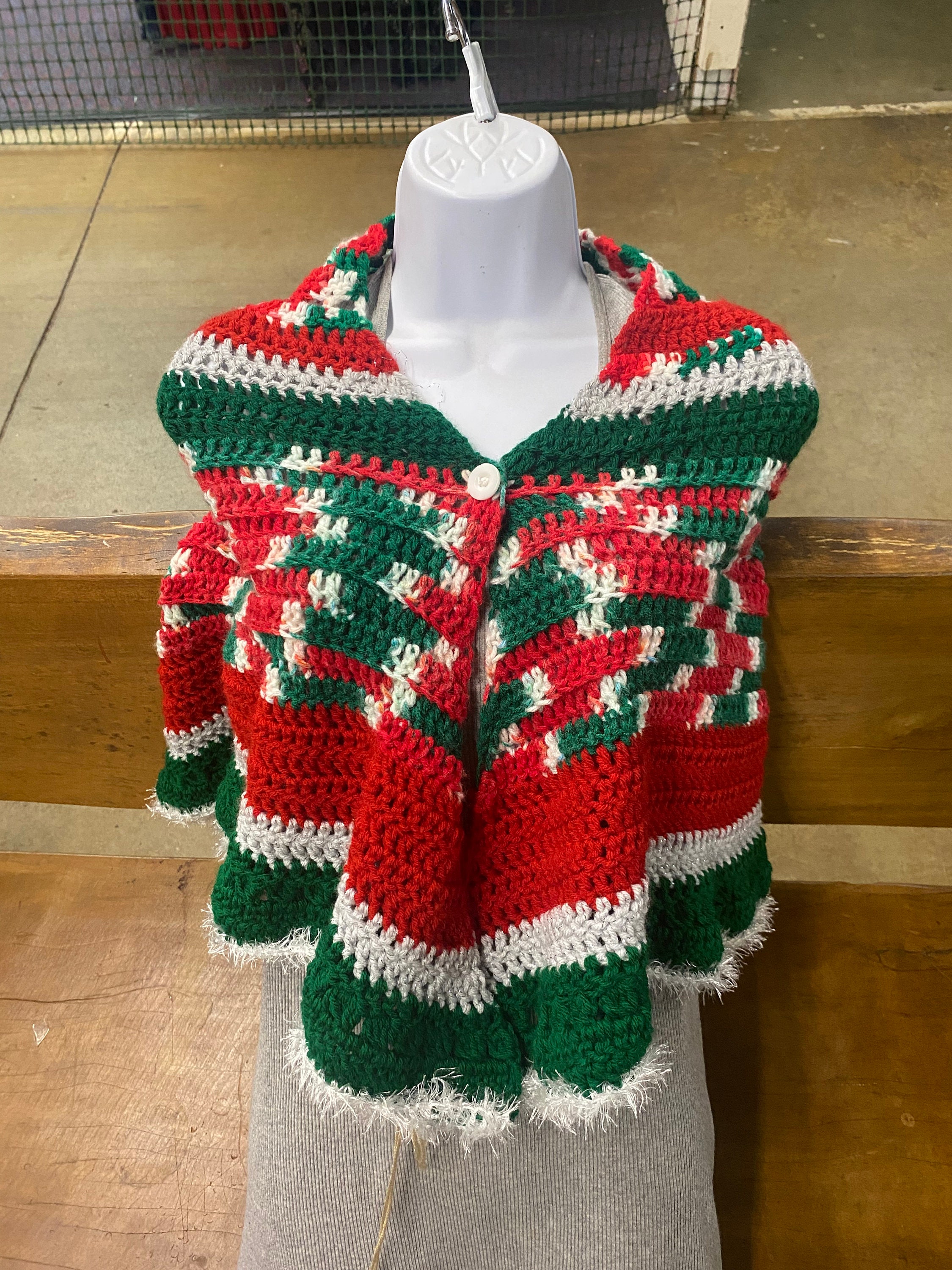 Holiday Crochet Shawl With Button - Etsy