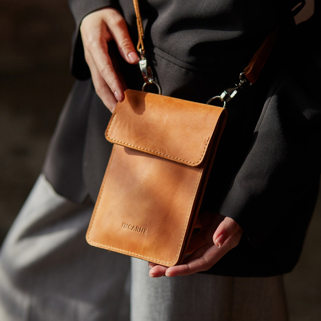 Slim Mobile Phone Bag, Leather, Phone Shoulder Bag, Crossbody Bag for ...