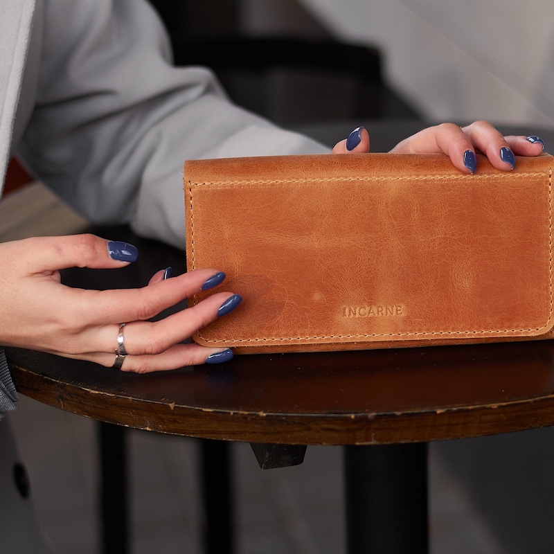 Long Leather Wallet - Etsy