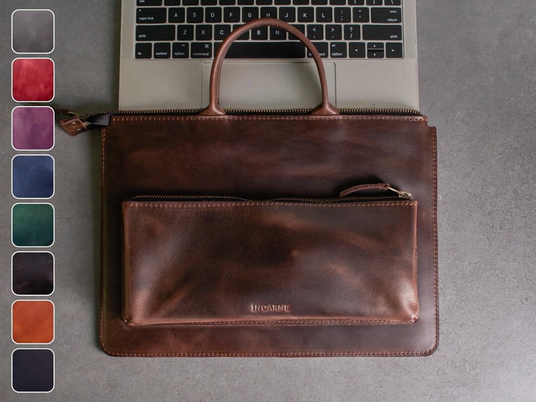 Personalisierte Leder Laptoptasche / Fall / Aktentasche, MacBook Air 13 ...